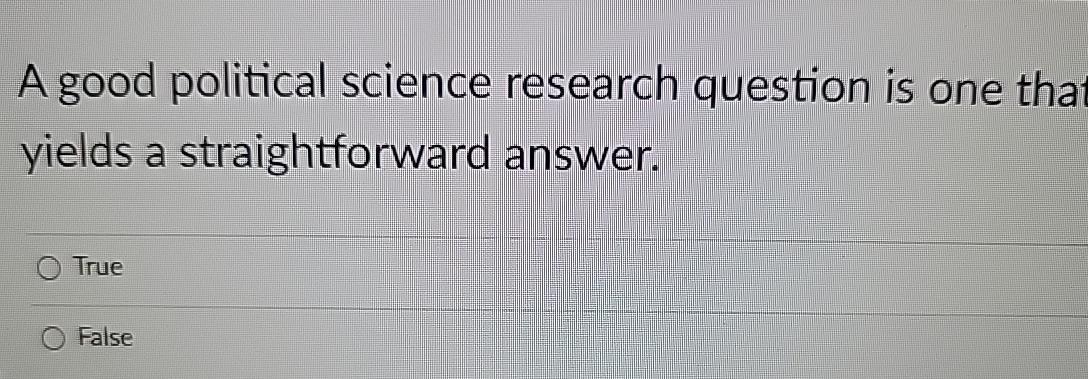 Solved A good political science research question is one | Chegg.com