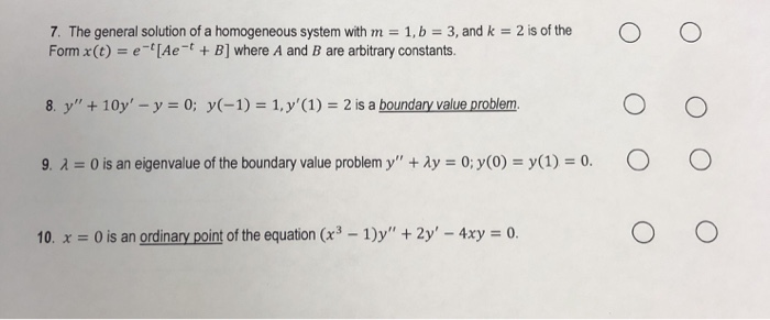 Solved 7. The general solution of a homogeneous system withm | Chegg.com Solved 7. The general solution of a homogeneous system withm | Chegg.com