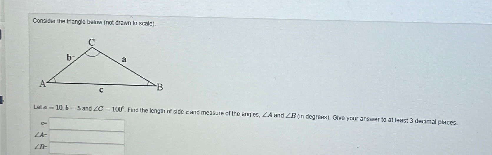 Solved Consider the triangle below (not drawn to scale).Let | Chegg.com