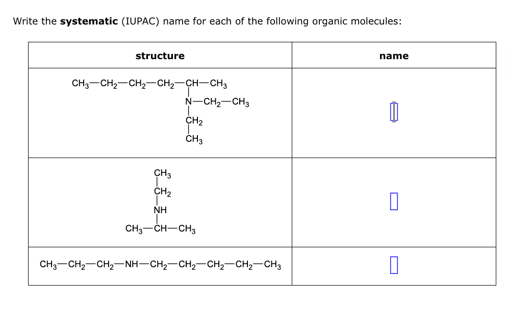 Solved Write the systematic (IUPAC) ﻿name for each of the | Chegg.com