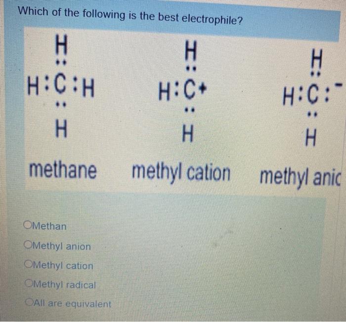 Solved Which of the following is the best electrophile? H H | Chegg.com