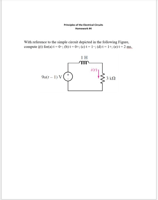 Solved Principles of the Electrical Circuits Homework #4 | Chegg.com