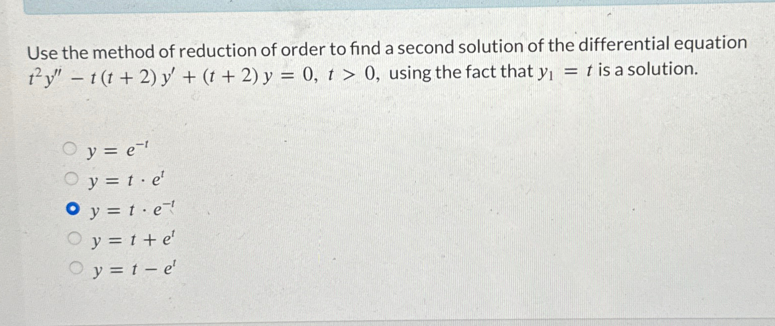 Solved Use the method of reduction of order to find a second | Chegg.com