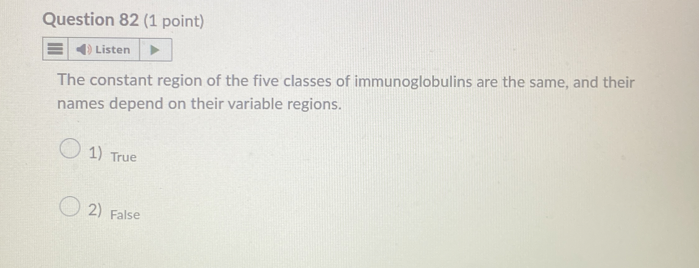 Solved Question 82 (1 ﻿point)ListenThe constant region of | Chegg.com