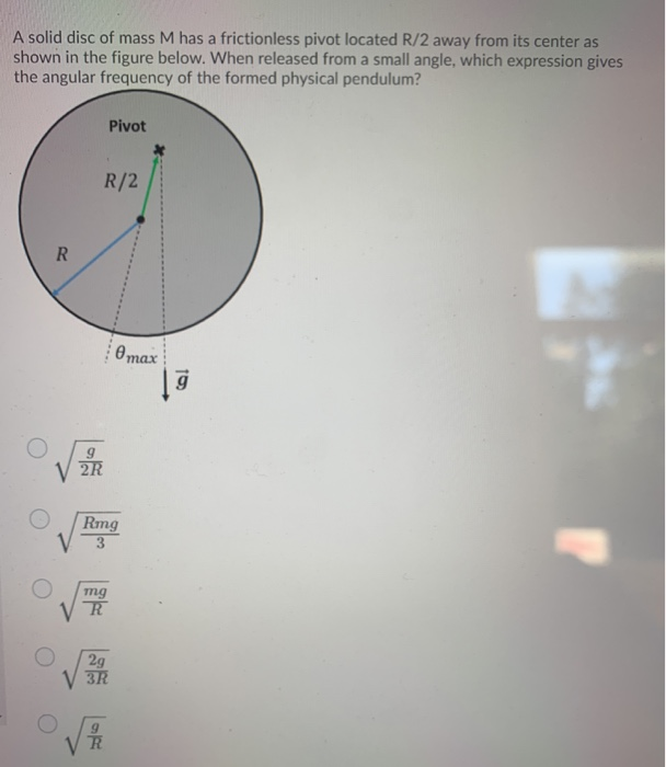 Solved A solid disc of mass M has a frictionless pivot | Chegg.com