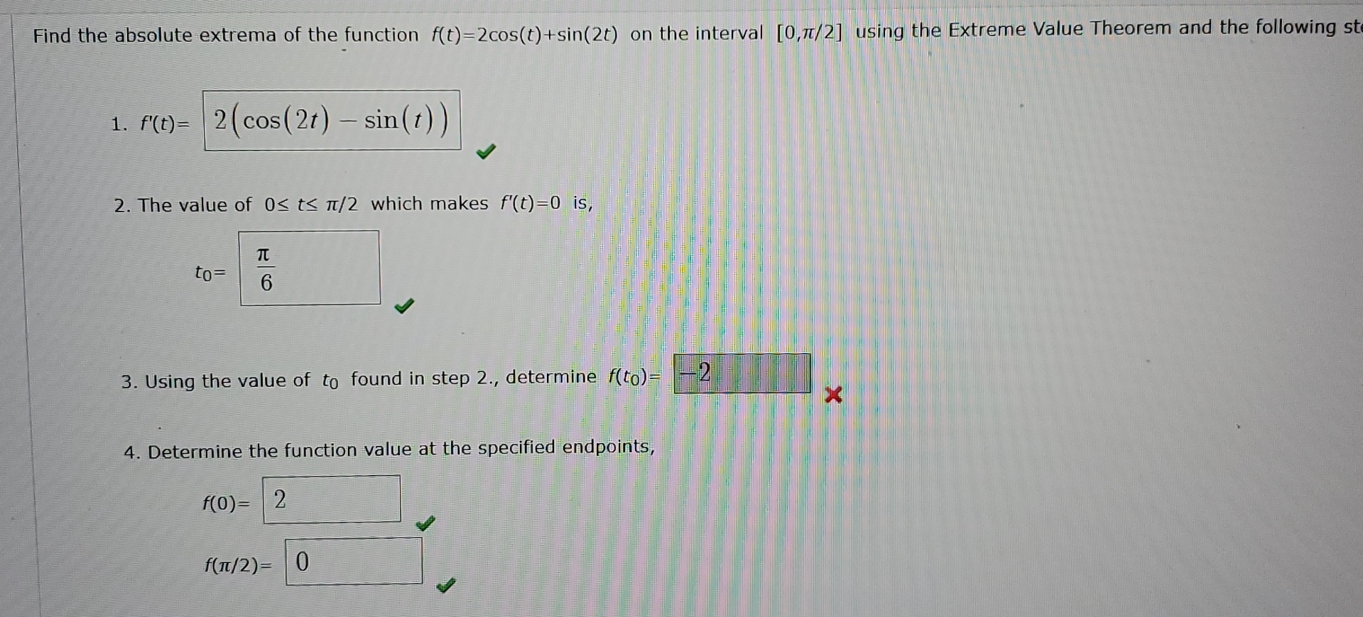 Solved Find the absolute extrema of the function | Chegg.com