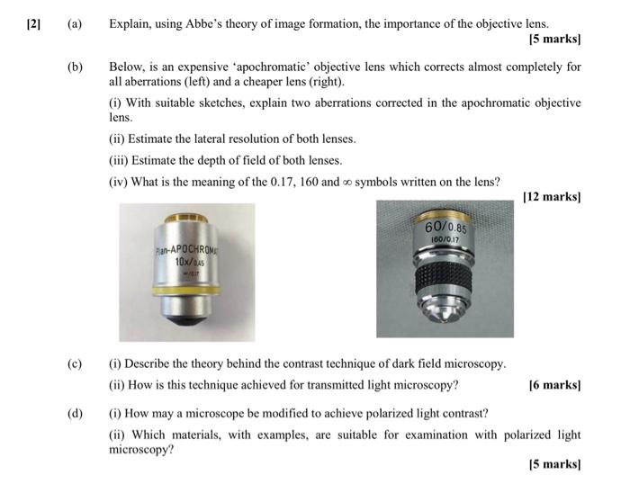 Solved (a) Explain, using Abbe's theory of image formation, | Chegg.com