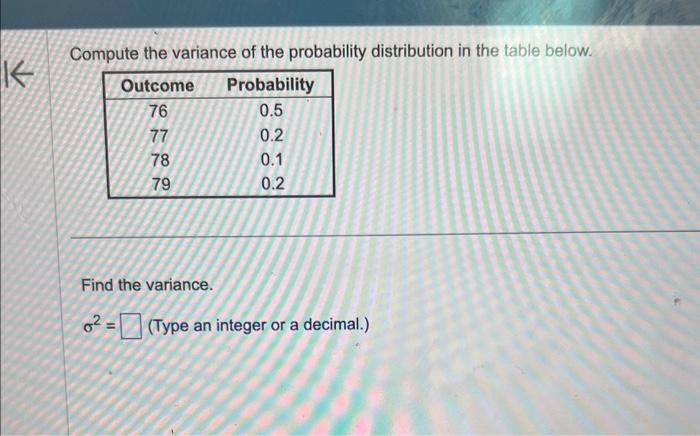 Solved Compute the variance of the probability distribution | Chegg.com