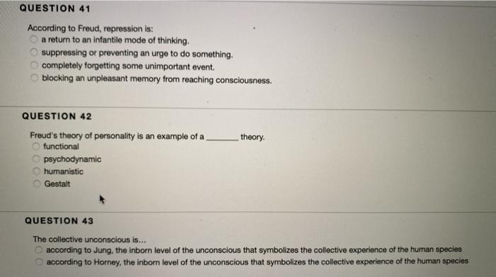 Solved QUESTION 41 According to Freud, repression is: a | Chegg.com
