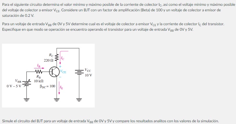 Para el siguiente circuito determina el valor minimo | Chegg.com