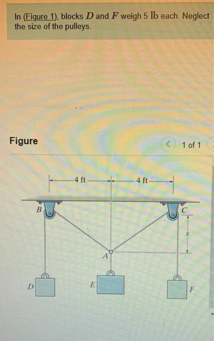 Solved In (Figure 1), blocks D and F weigh 5 lb each. | Chegg.com