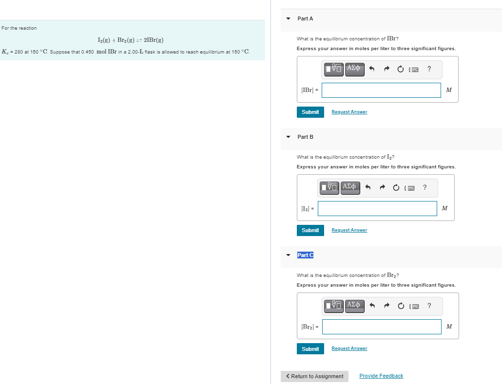 Solved For the reactionI2(g)+Br2(g)⇌2IBr(g)Kc=280 ﻿at 150°C. | Chegg.com