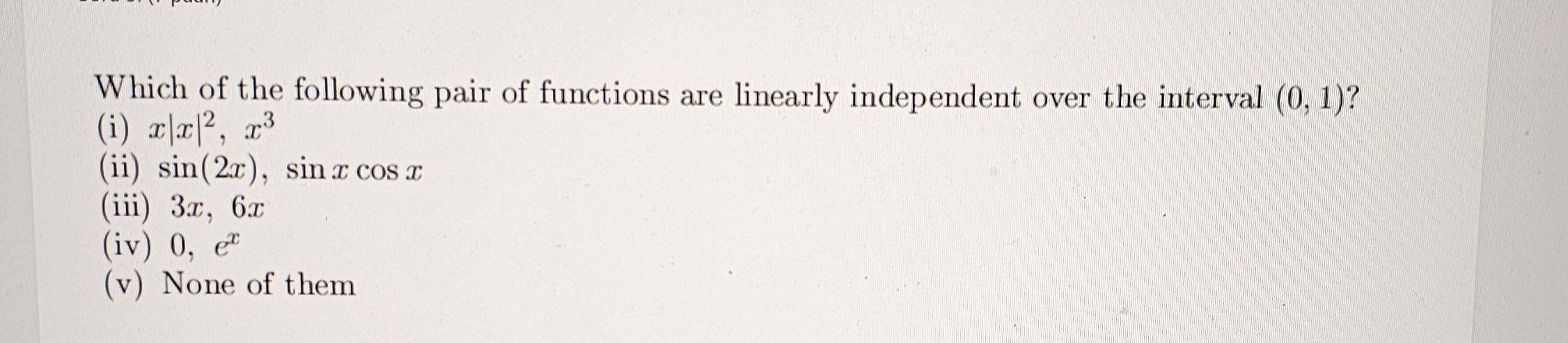 Solved Which of the following pair of functions are linearly | Chegg.com