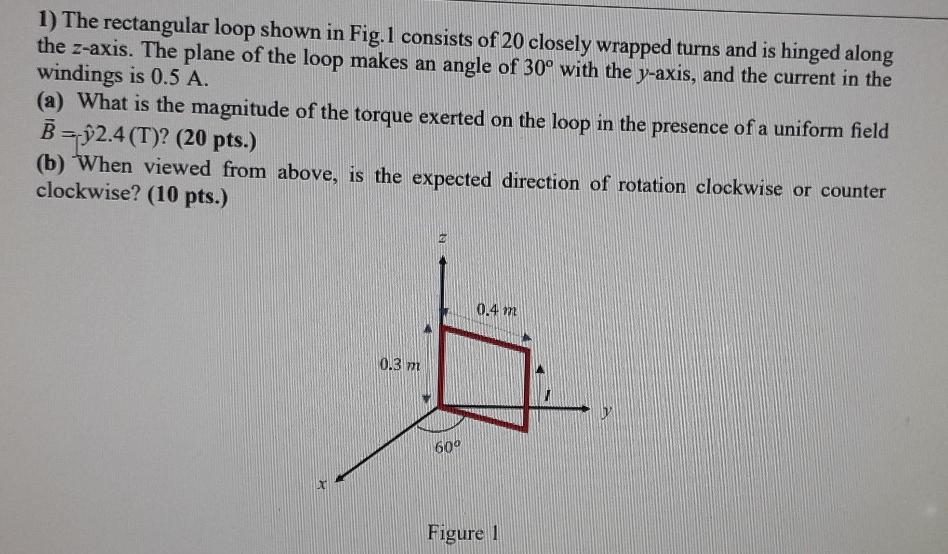 Solved 1) The rectangular loop shown in Fig. I consists of | Chegg.com