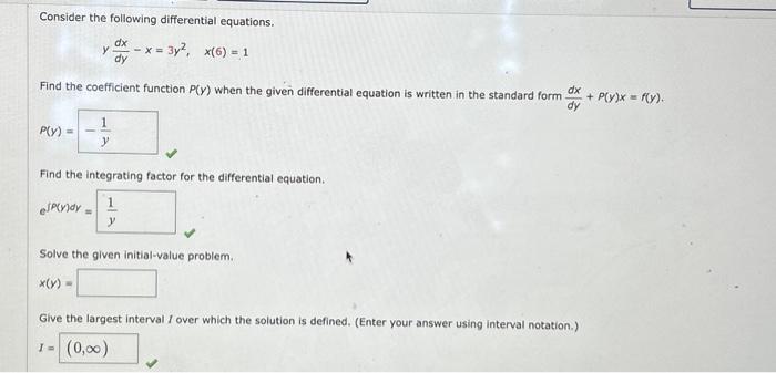 Solved Consider the following differential equations. | Chegg.com