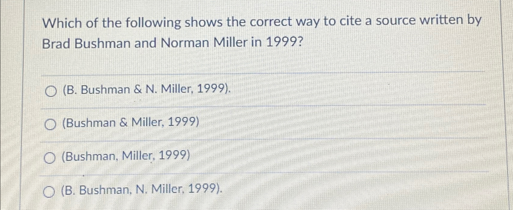 Solved Which of the following shows the correct way to cite | Chegg.com