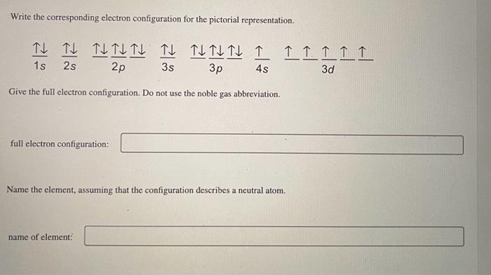 Solved Write The Corresponding Electron Configuration For