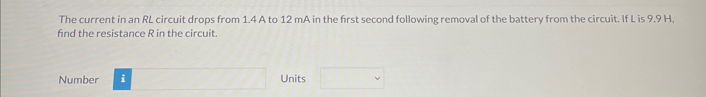 Solved The current in an RL ﻿circuit drops from 1.4A ﻿to | Chegg.com