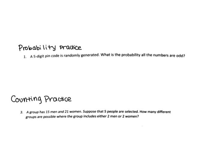 Solved Probability Practice 1. As-digit pin code is randomly | Chegg.com
