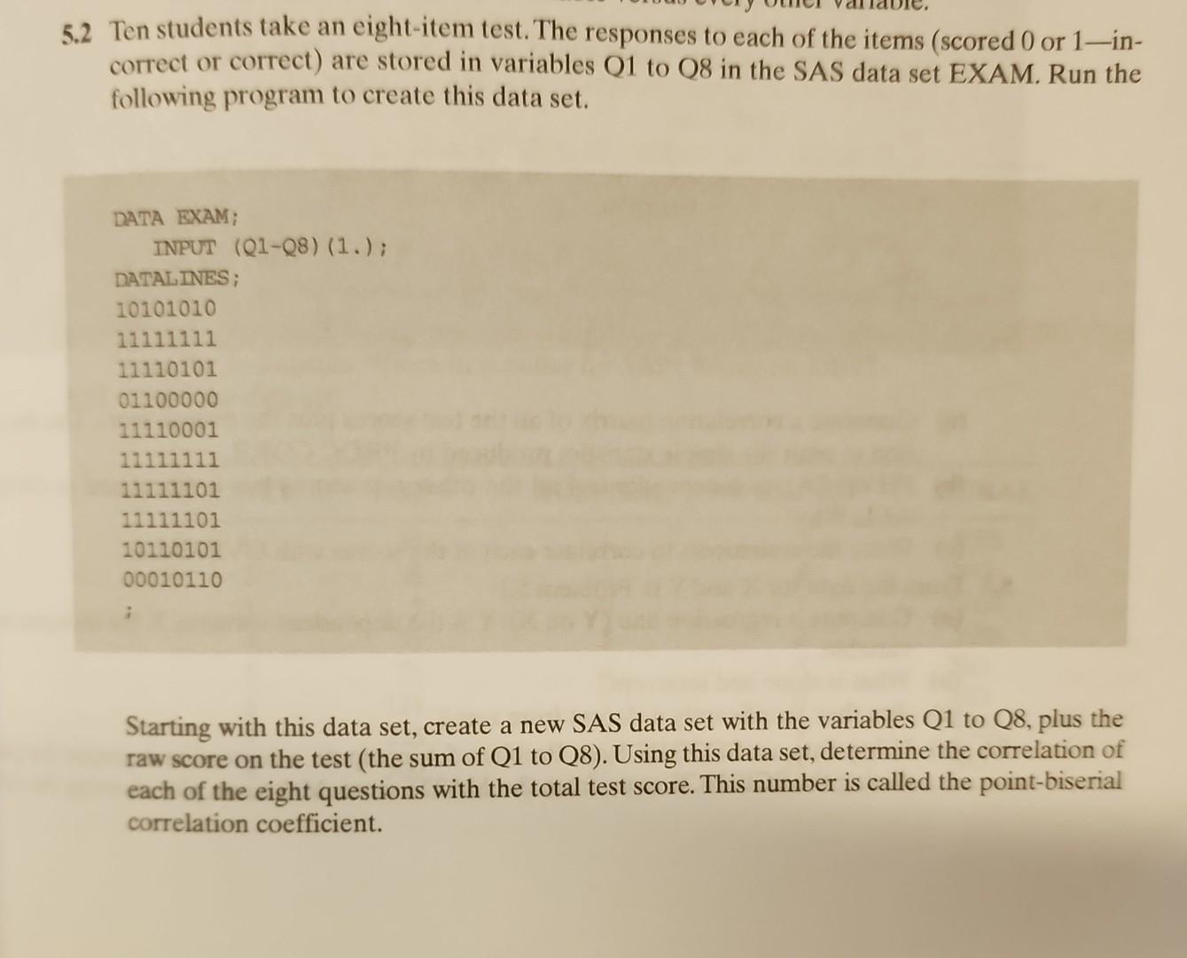 Solved 5.2 Ten students take an eight-item test. The | Chegg.com