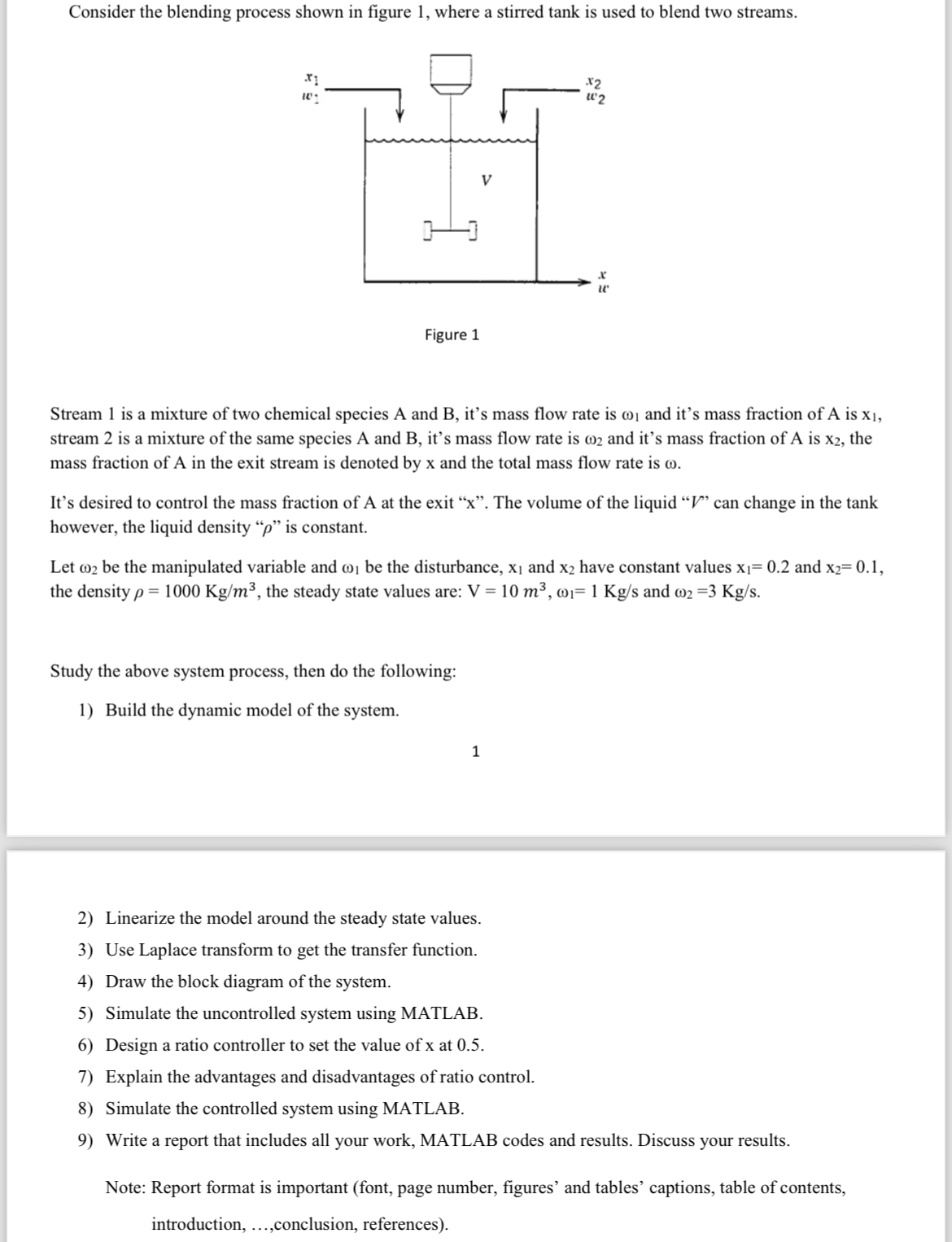 Solved Consider the blending process shown in figure 1 , | Chegg.com