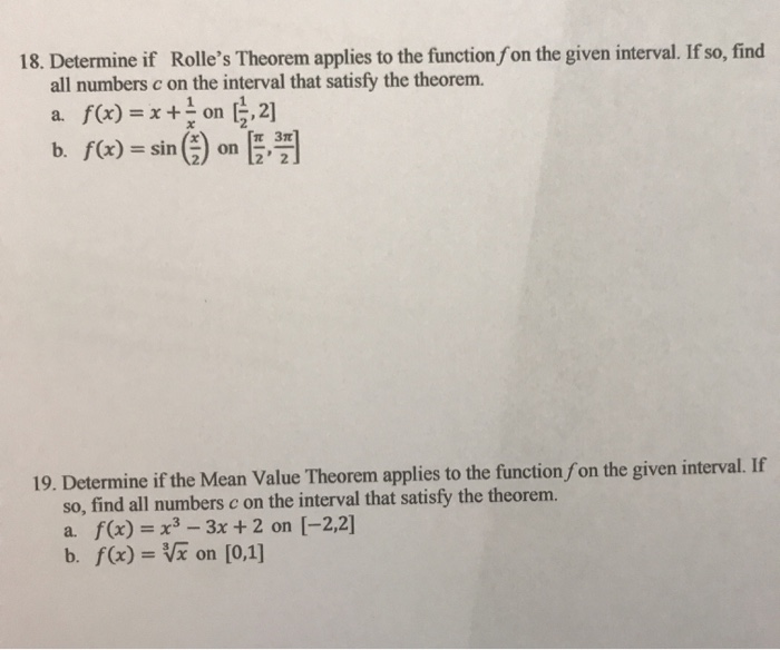 Solved 18. Determine if Rolle's Theorem applies to the | Chegg.com