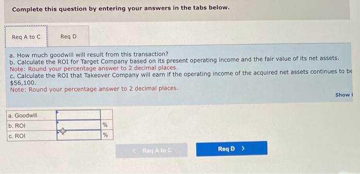 Solved Exercise 6-20 (Algo) Goodwill-effect on ROI and | Chegg.com
