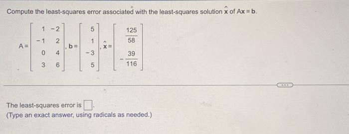 Solved Compute the least-squares error associated with the | Chegg.com