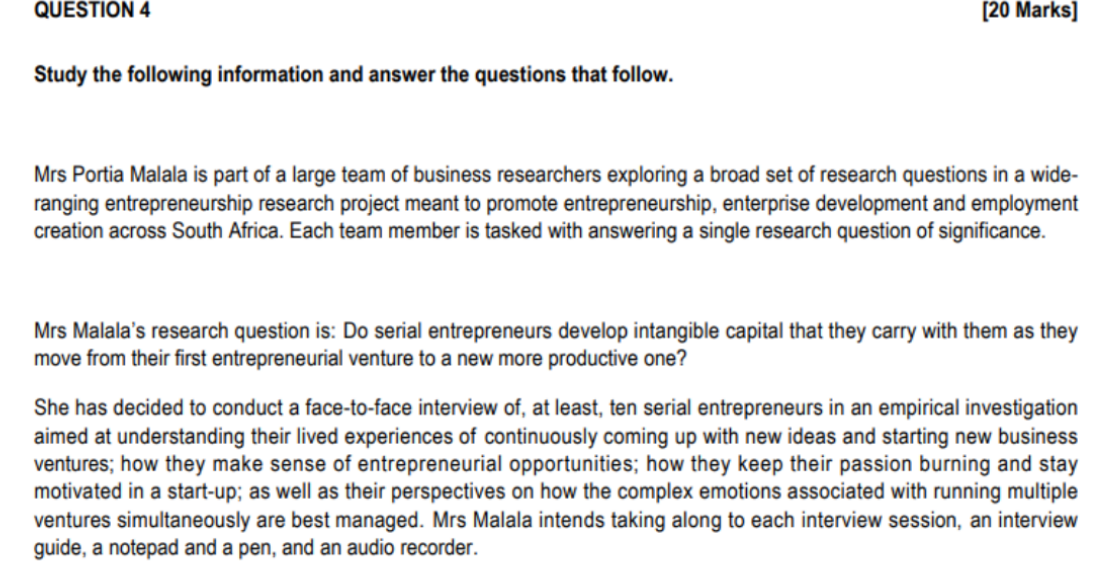 Solved QUESTION 4[20 ﻿Marks]Study the following information | Chegg.com