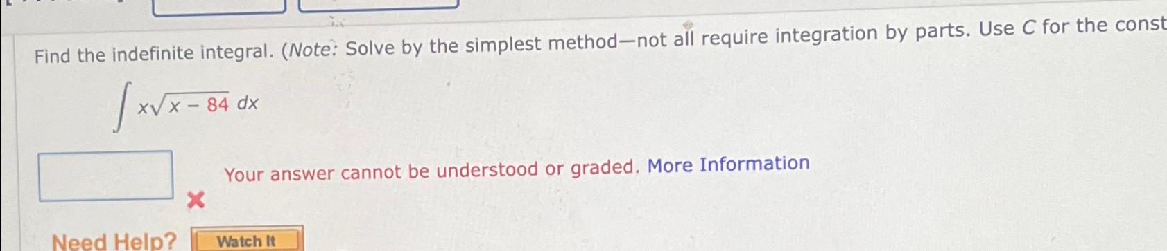 Solved Find the indefinite integral. (Note: Solve by the | Chegg.com