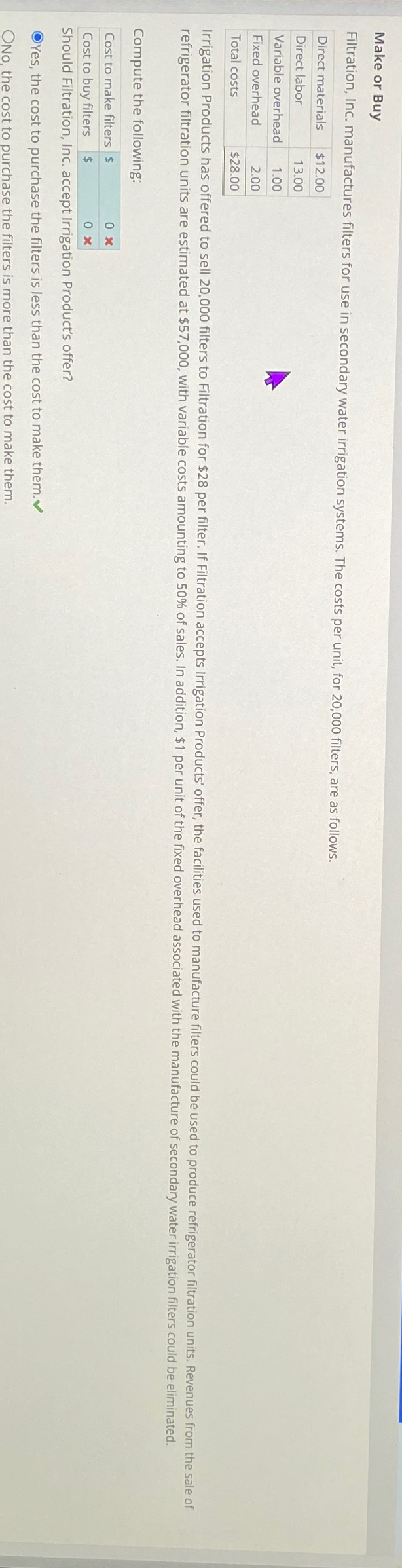 Make or BuyFiltration, Inc. manufactures filters for | Chegg.com