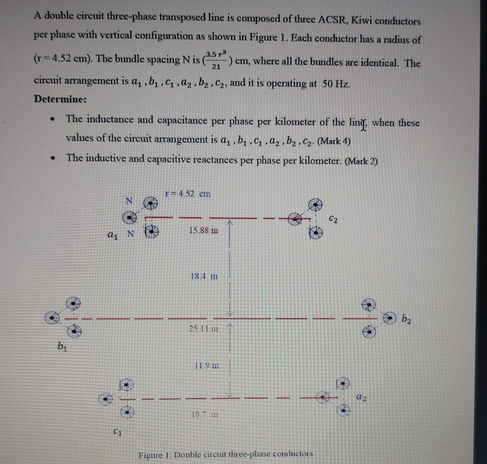 Solved 21 A double circuit three-phase transposed line is | Chegg.com
