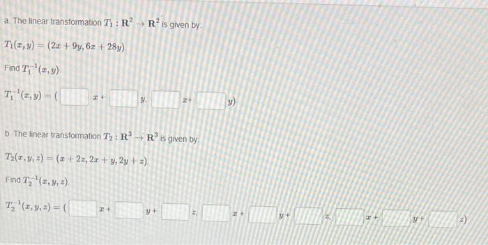 Solved a. The linear transformation T1:R2→R2 is given by | Chegg.com