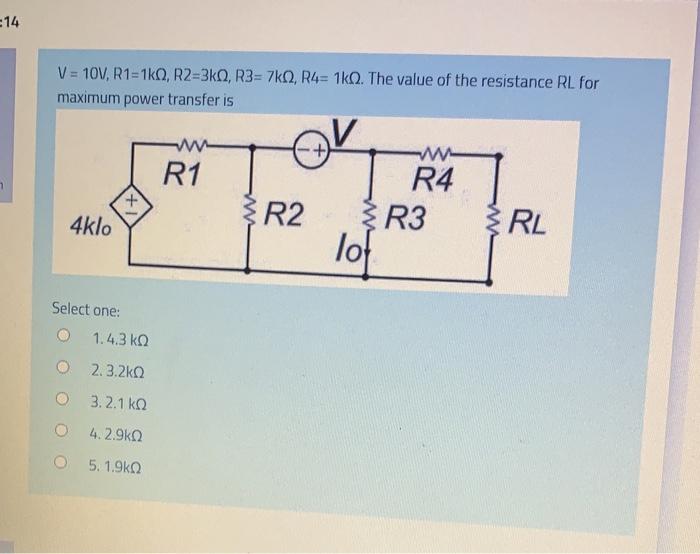 Solved 14 V = 10V, R1=1k0, R2=30, R3= 7k02, R4= 1k0. The | Chegg.com