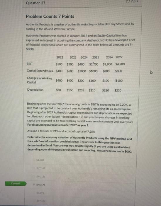 Solved Problem Counts 7 Points Authentic Products is a maker | Chegg.com