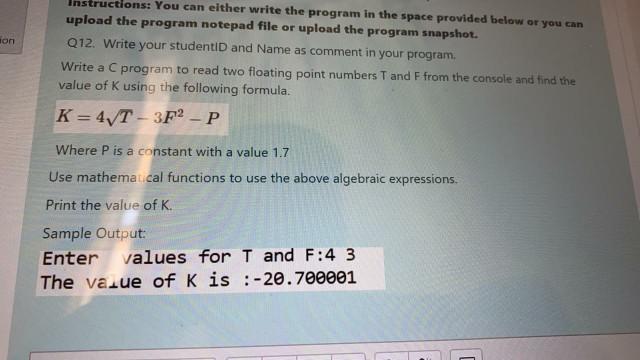 Solved ion nstructions: You can either write the program in | Chegg.com