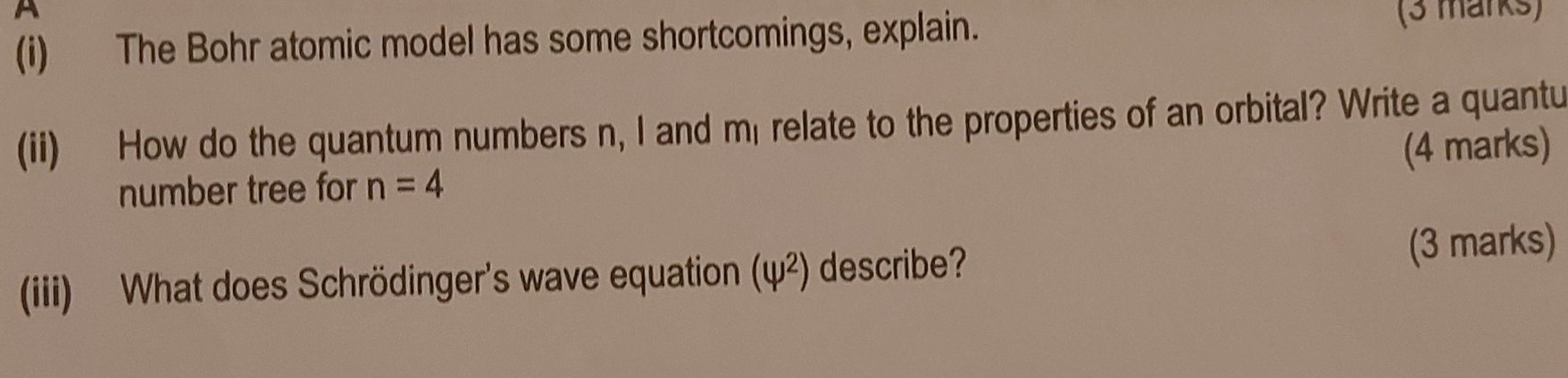 Solved (i) ﻿The Bohr atomic model has some shortcomings, | Chegg.com