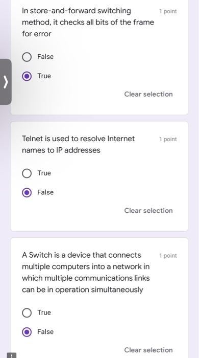Solved 1 point In store-and-forward switching method, it | Chegg.com