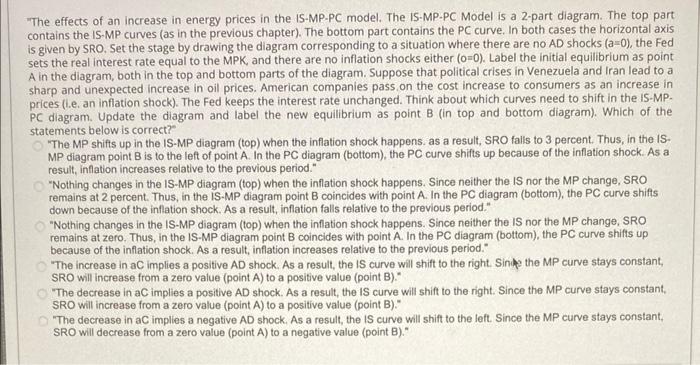 Solved "The effects of an increase in energy prices in the | Chegg.com