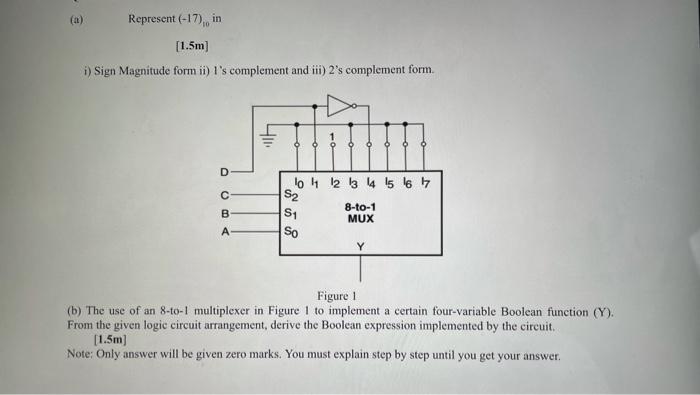 Solved Represent (-17), in [1.5m] i) Sign Magnitude form ii) | Chegg.com