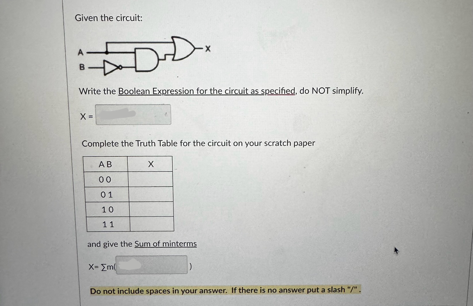 Given the circuit:Write the Boolean Expression for | Chegg.com