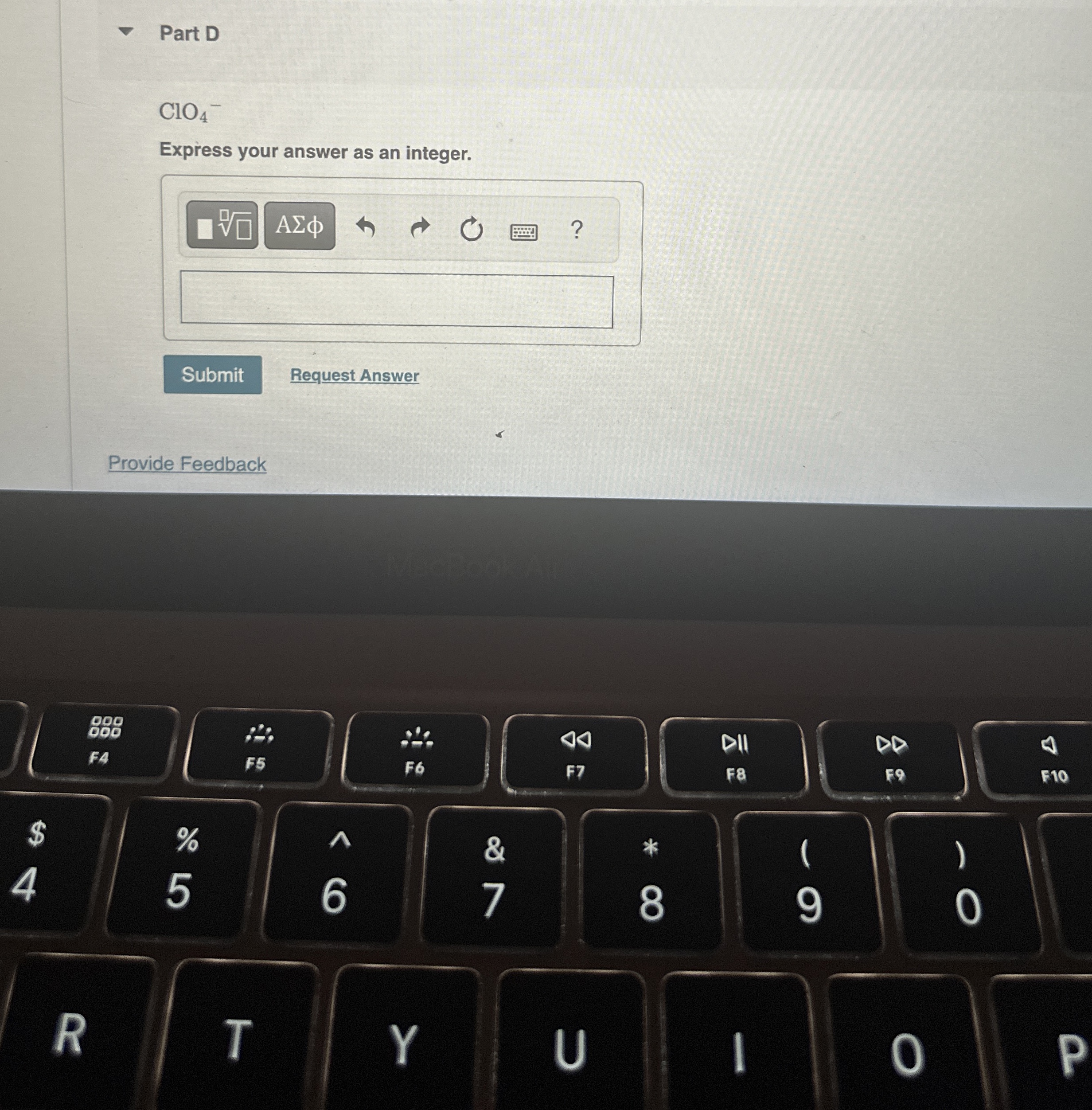 Solved Part DClO4-Express your answer as an integer.Request | Chegg.com