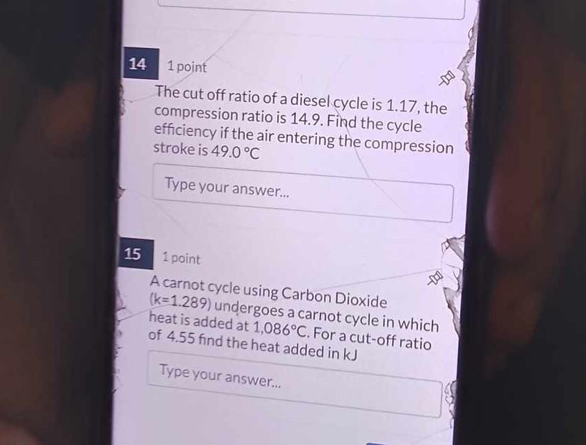 Solved The cut off ratio of a diesel cycle is 1.17 , the | Chegg.com