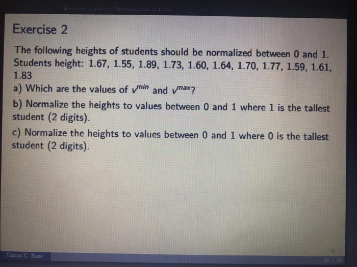Solved Exercise 2 The following heights of students should | Chegg.com