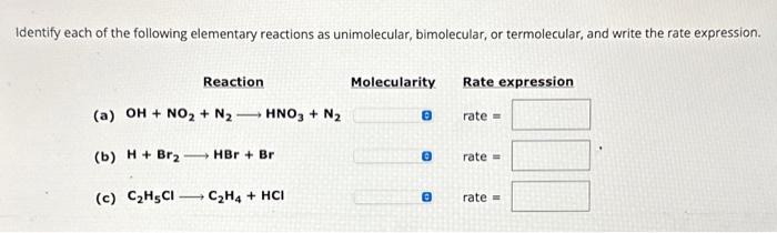 Solved Identify each of the following elementary reactions | Chegg.com
