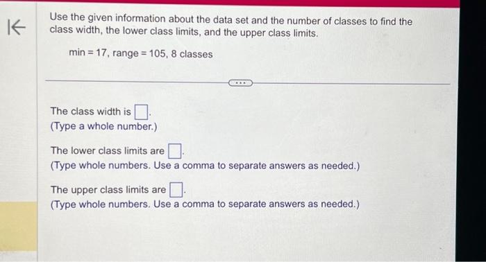 Solved Use the given information about the data set and the | Chegg.com