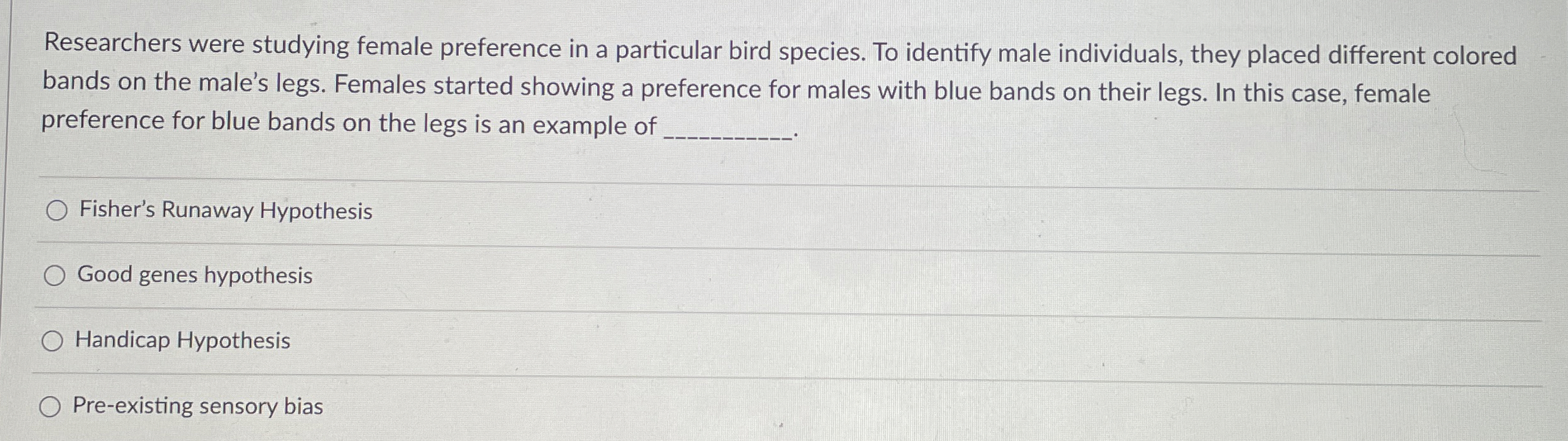 Solved Researchers were studying female preference in a | Chegg.com