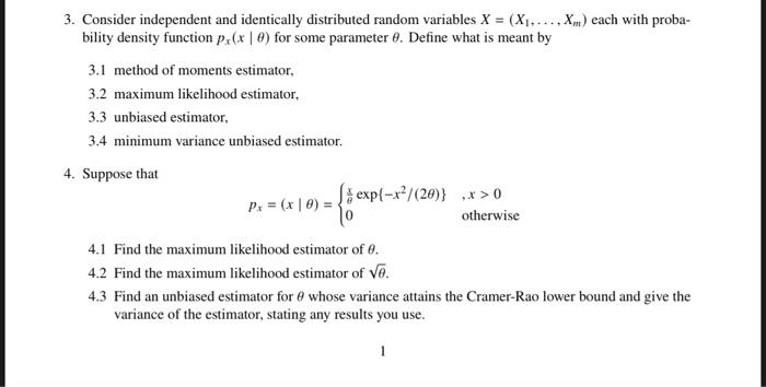 Solved 3. Consider independent and identically distributed | Chegg.com