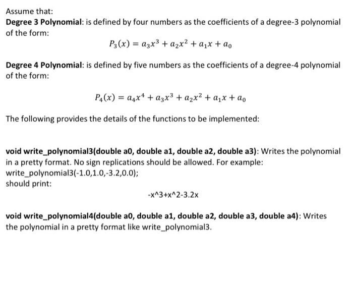 Solved Assume that: Degree 3 Polynomial: is defined by four | Chegg.com