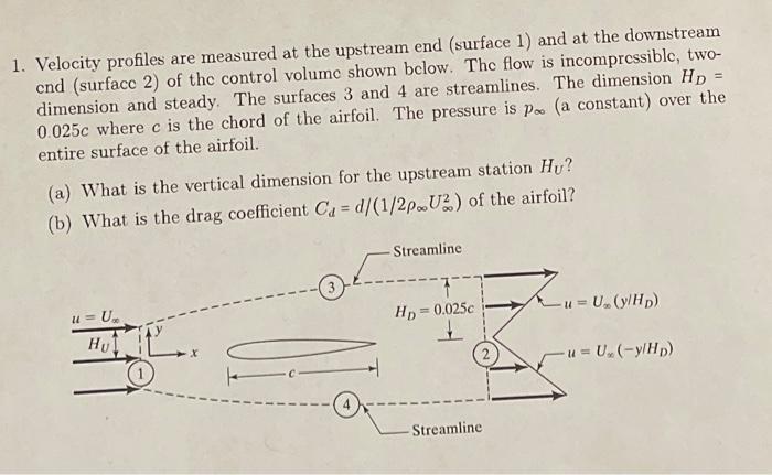 Solved 1. Velocity profiles are measured at the upstream end | Chegg.com